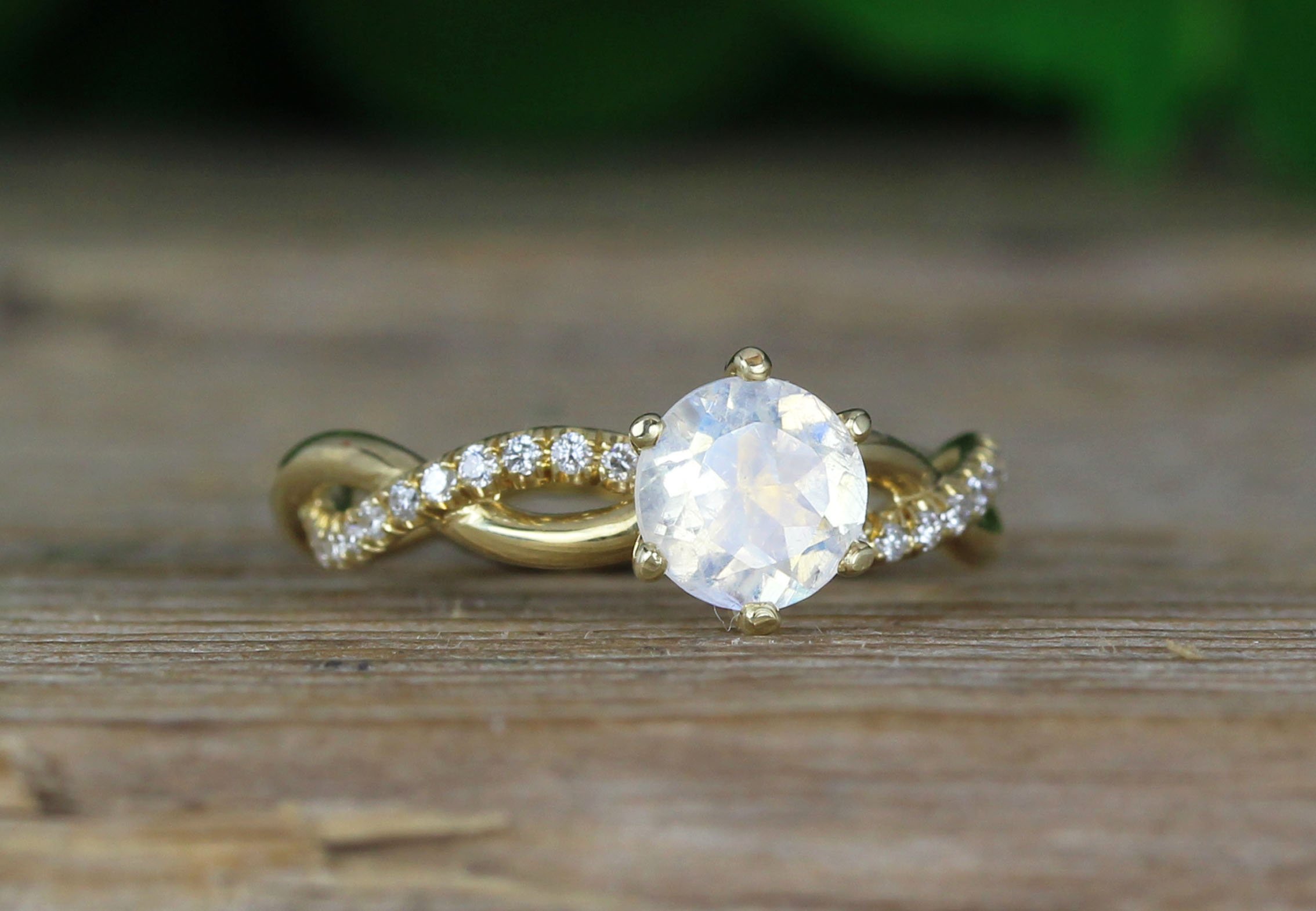 Moonstone Infinity Knot Engagement Ring, Twisted Rope Conflict Free ...