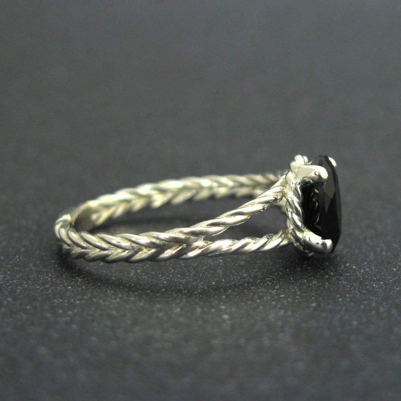 Black oval onyx twisted rope engagement ring, White gold rope ring and ...