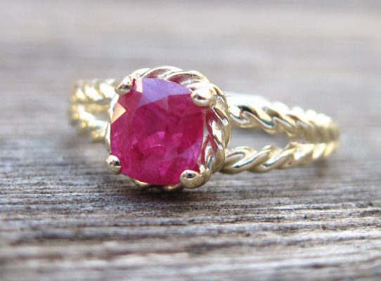 Ruby Engagement Ring, Cushion Ruby Braided | Benati
