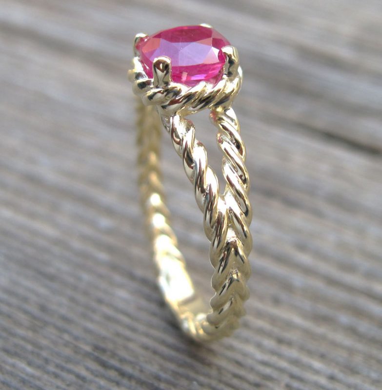 Ruby Engagement Ring, Cushion Ruby Braided | Benati