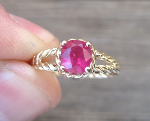 Ruby Engagement Ring, Cushion Ruby Braided | Benati