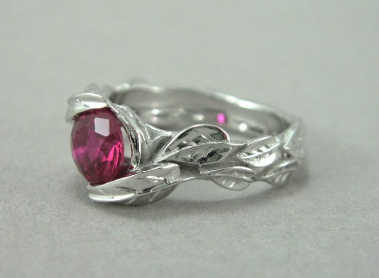 Ruby Leaf Engagement Ring, Leaves Engagement Ring | Benati