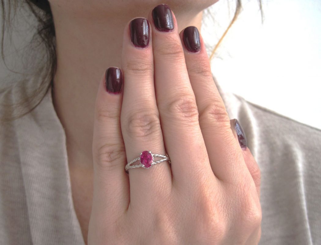 Ruby Engagement Ring, Twisted Rope Oval Ruby Engagement Ring | Benati
