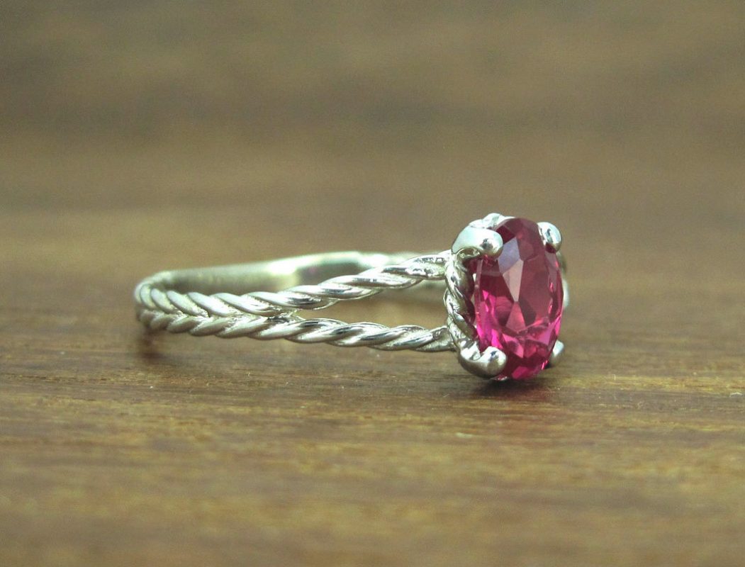 Ruby Engagement Ring, Twisted Rope Oval Ruby Engagement Ring | Benati