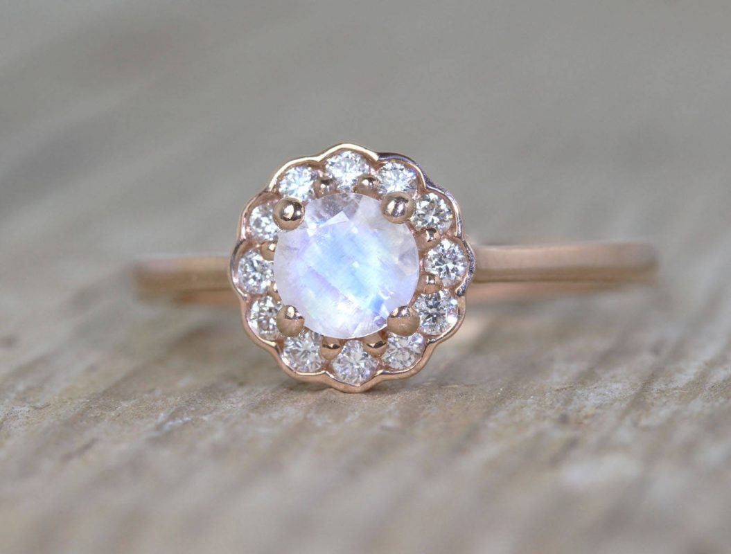 Moonstone Engagement Ring, Moonstone Antique Rose Gold Ring | Benati