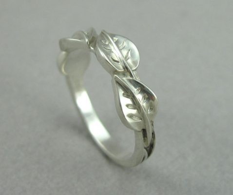 Leaves Gold Wedding Band, Gold Leaf Wedding Ring | Benati