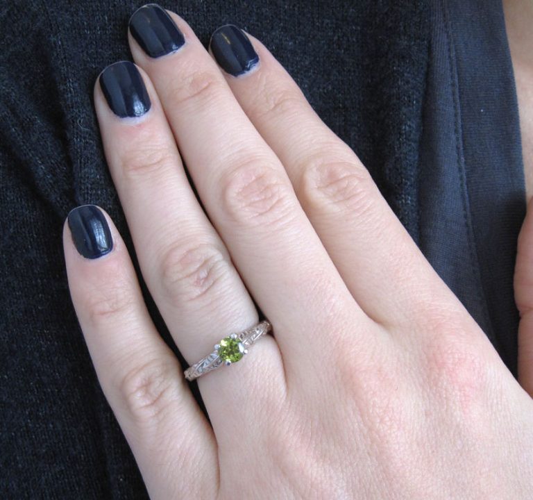 Peridot Leaf Engagement Ring, Peridot Leaves Nature Ring Fantasy Wood ...