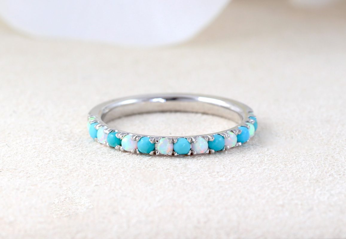 Turquoise Opal Eternity Band, December birthstone ring | Benati