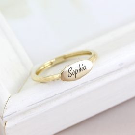 Personalized Gold Name Ring Gold Oval Engraving Ring, Personalized ...
