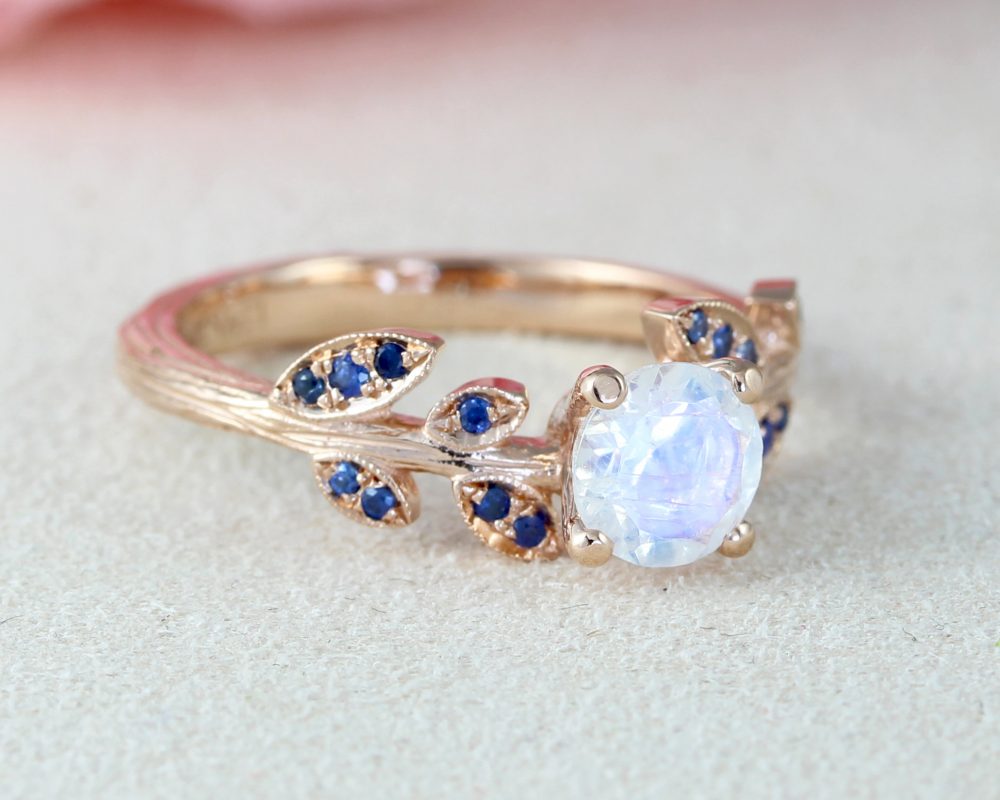 Unique nature inspire rose gold moonstone ring, Natural moonstone ...