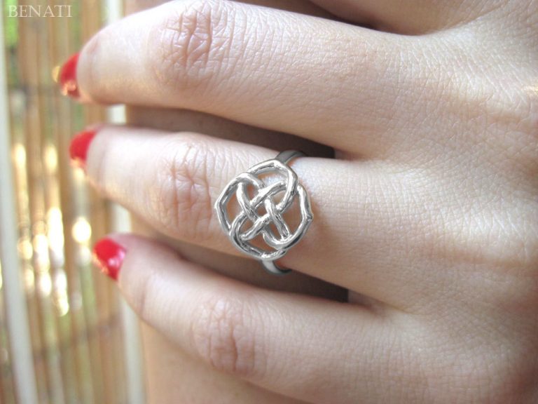 White Gold Infinity Knot Ring Promise Ring, Statement Ring | Benati