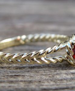 Ruby Engagement Ring, Cushion Ruby Braided Rope Engagement Ring | Benati