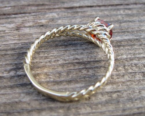 Ruby Engagement Ring, Cushion Ruby Braided Rope Engagement Ring | Benati