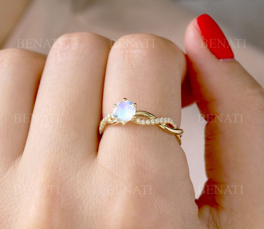 Moonstone Infinity Knot Engagement Ring, Twisted Rope Conflict Free ...