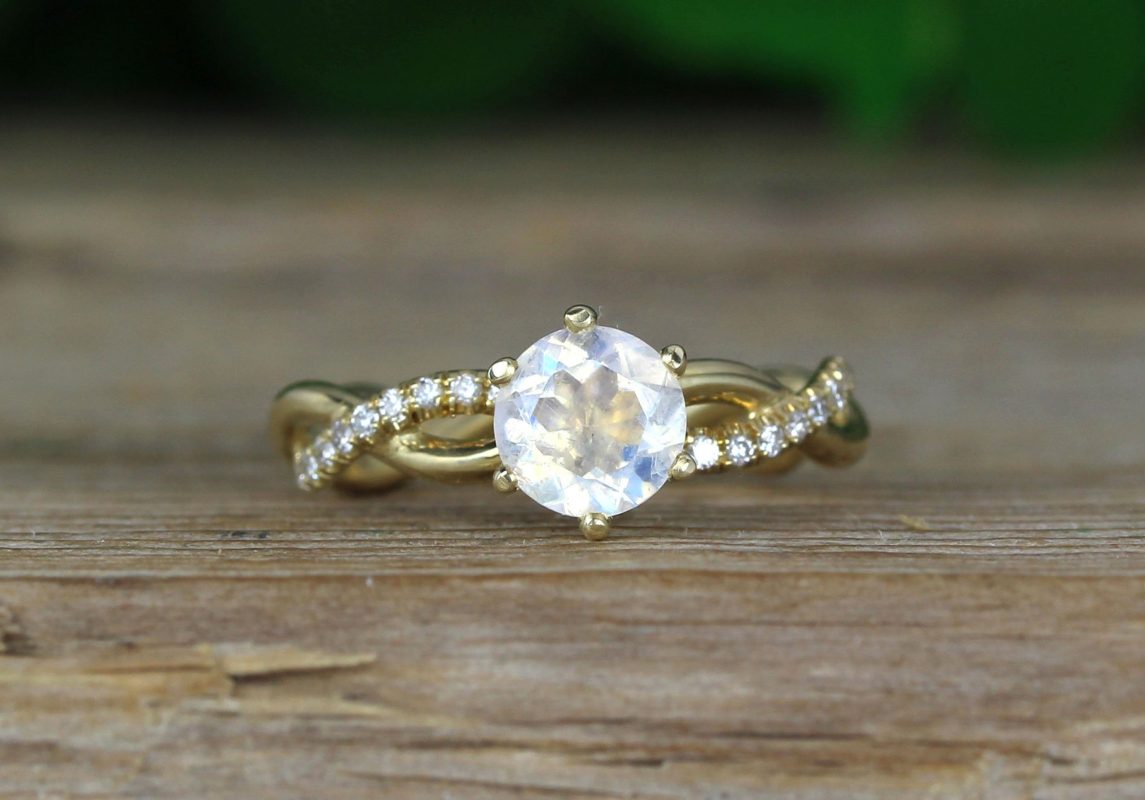 Moonstone Infinity Knot Engagement Ring, Twisted Rope Conflict Free ...