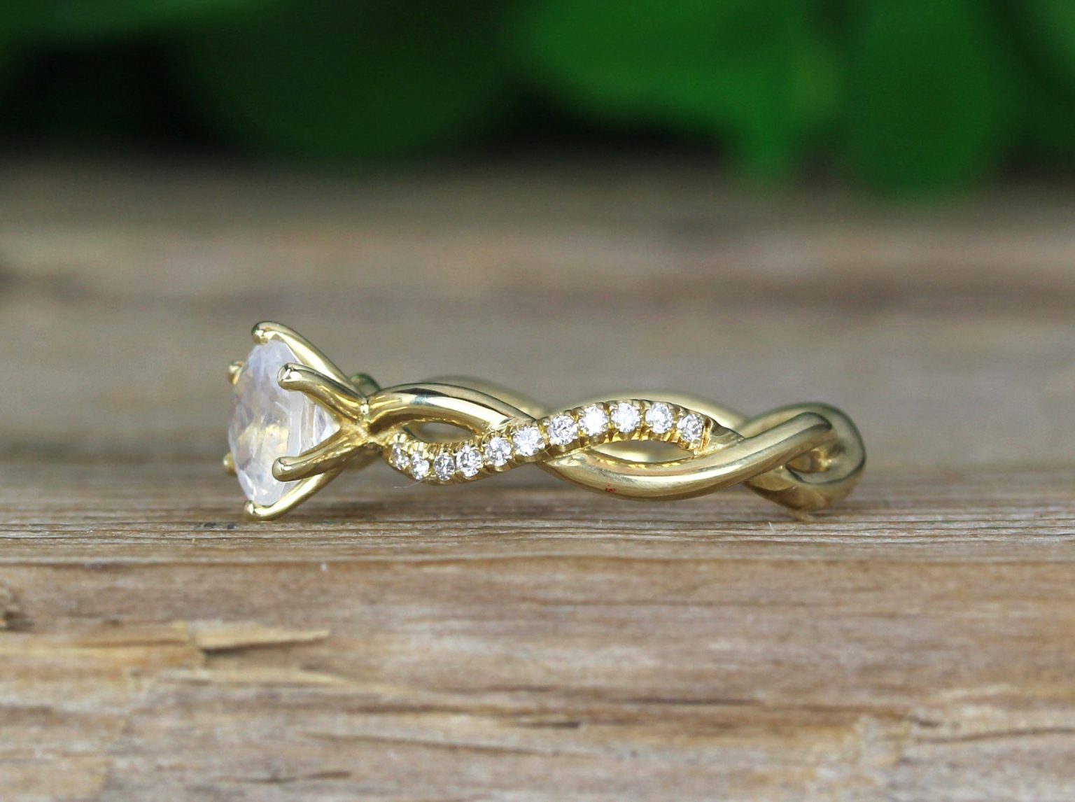 Moonstone Infinity Knot Engagement Ring, Twisted Rope Conflict Free ...