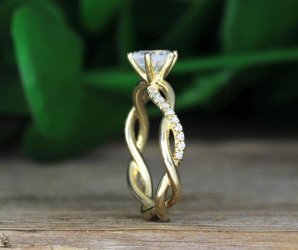 Moonstone Infinity Knot Engagement Ring, Twisted Rope Conflict Free ...