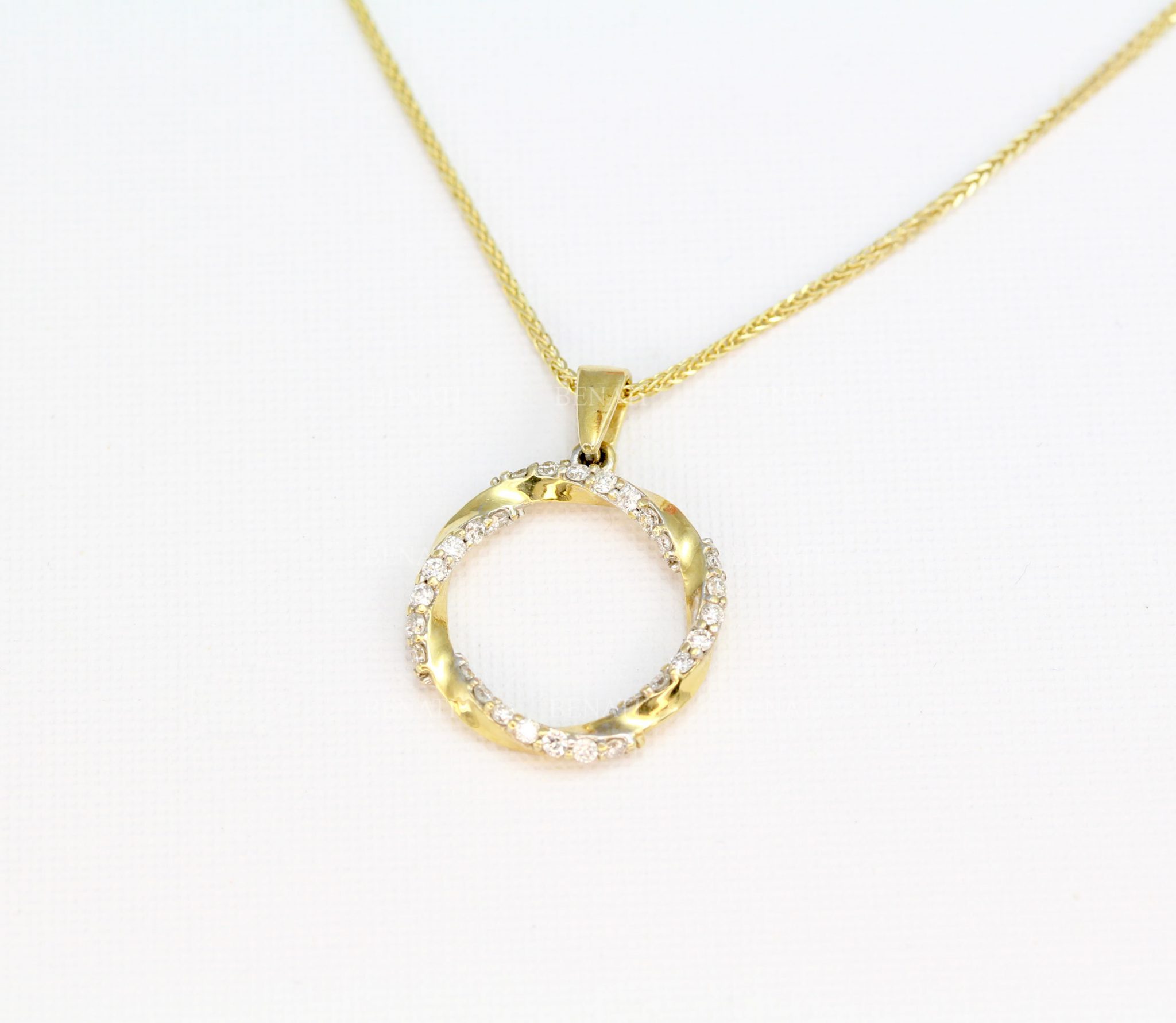 Circle mobius pendant 14k solid gold with natural diamonds, Gift for ...