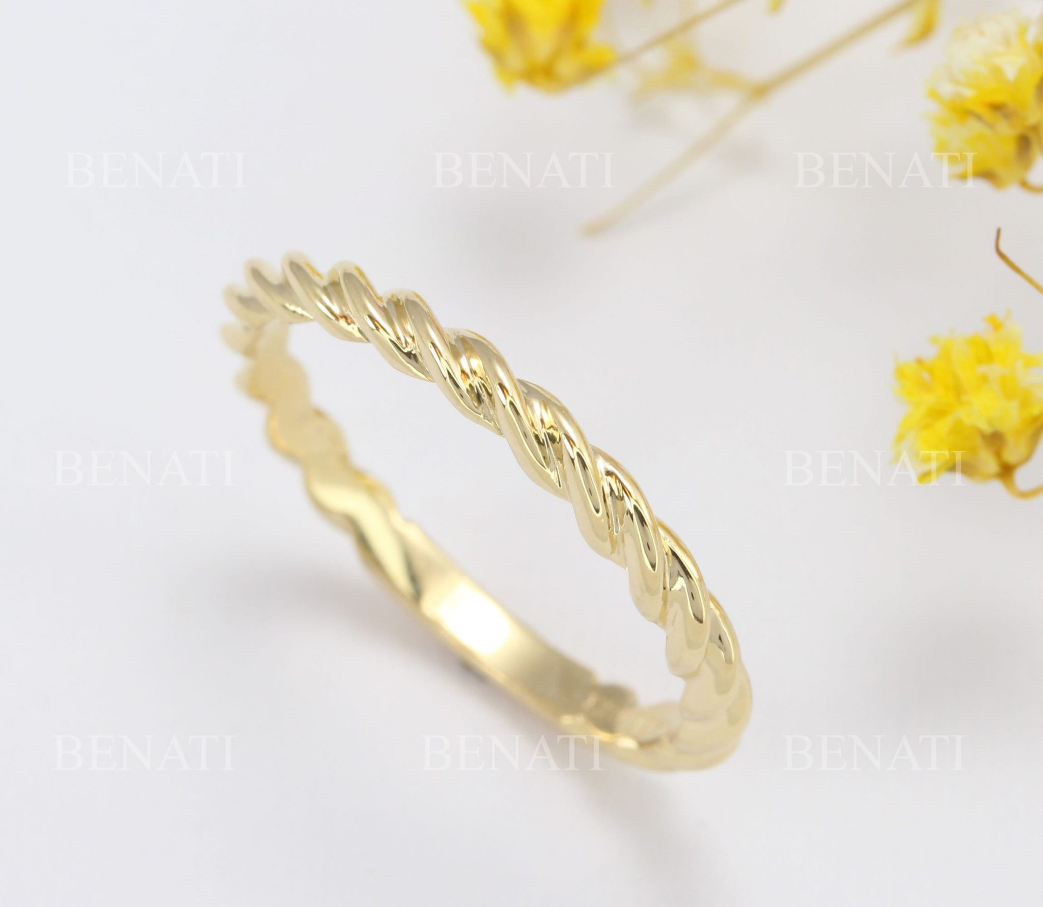 Braided Rope Wedding Band, Twisted Wedding Ring | Benati