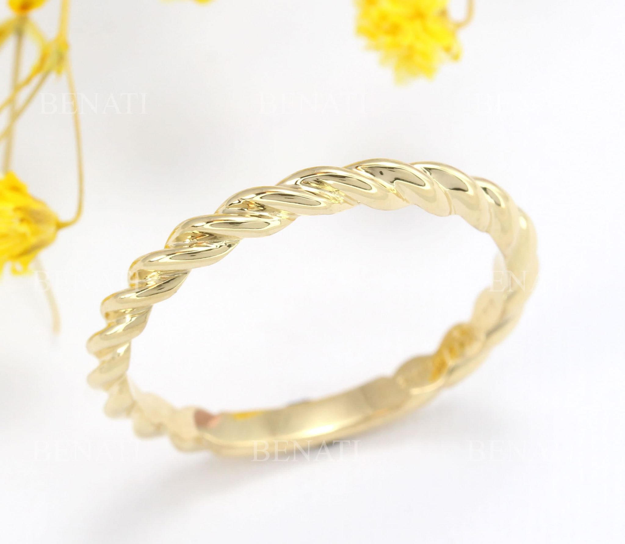 Braided Rope Wedding Band, Twisted Wedding Ring | Benati