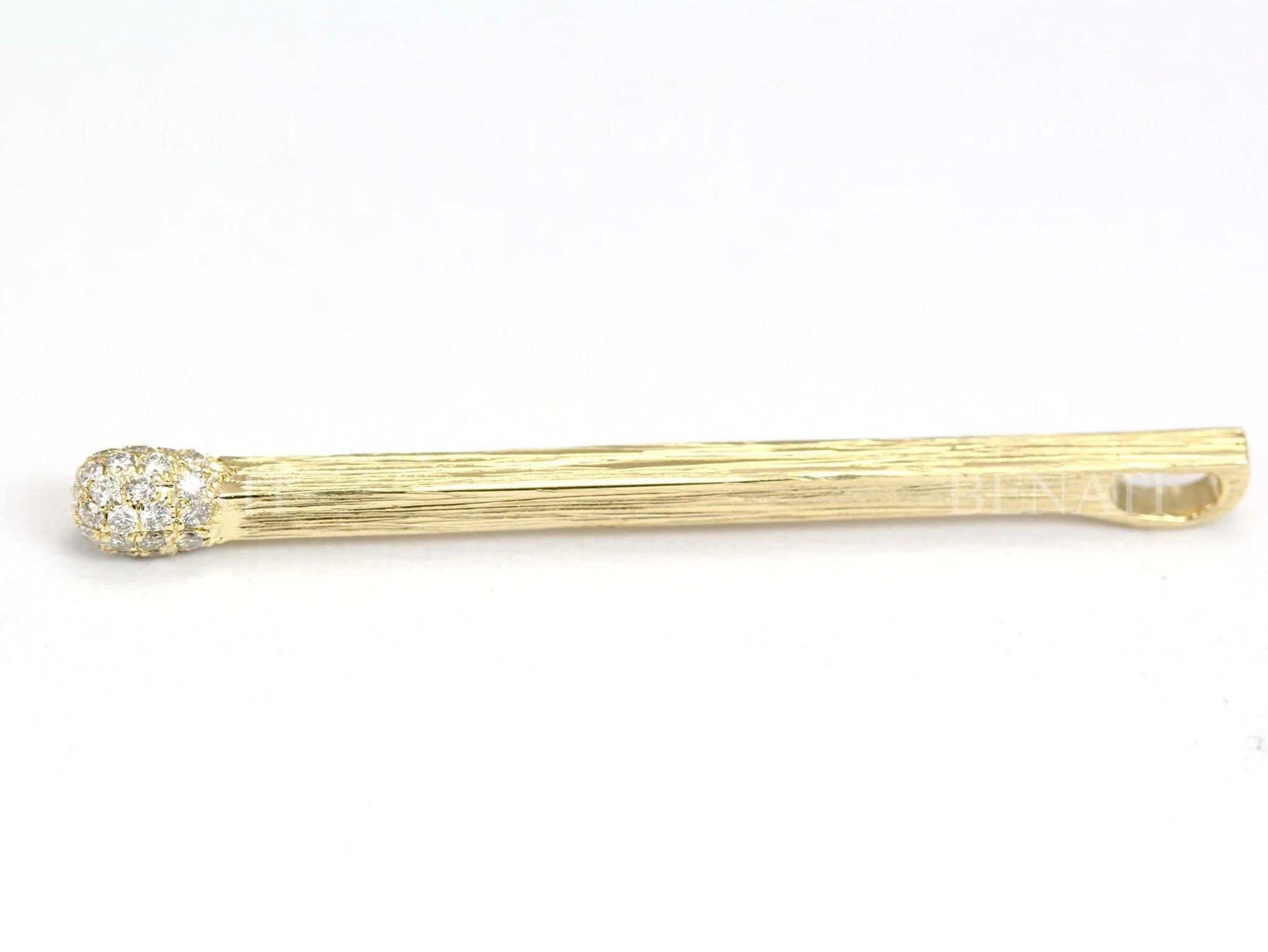 Gold Match Stick Pendant, 14k Match Diamond Pendant | Benati
