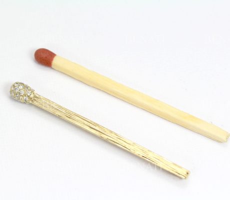 Gold Match Stick Pendant, 14k Match Diamond Pendant | Benati