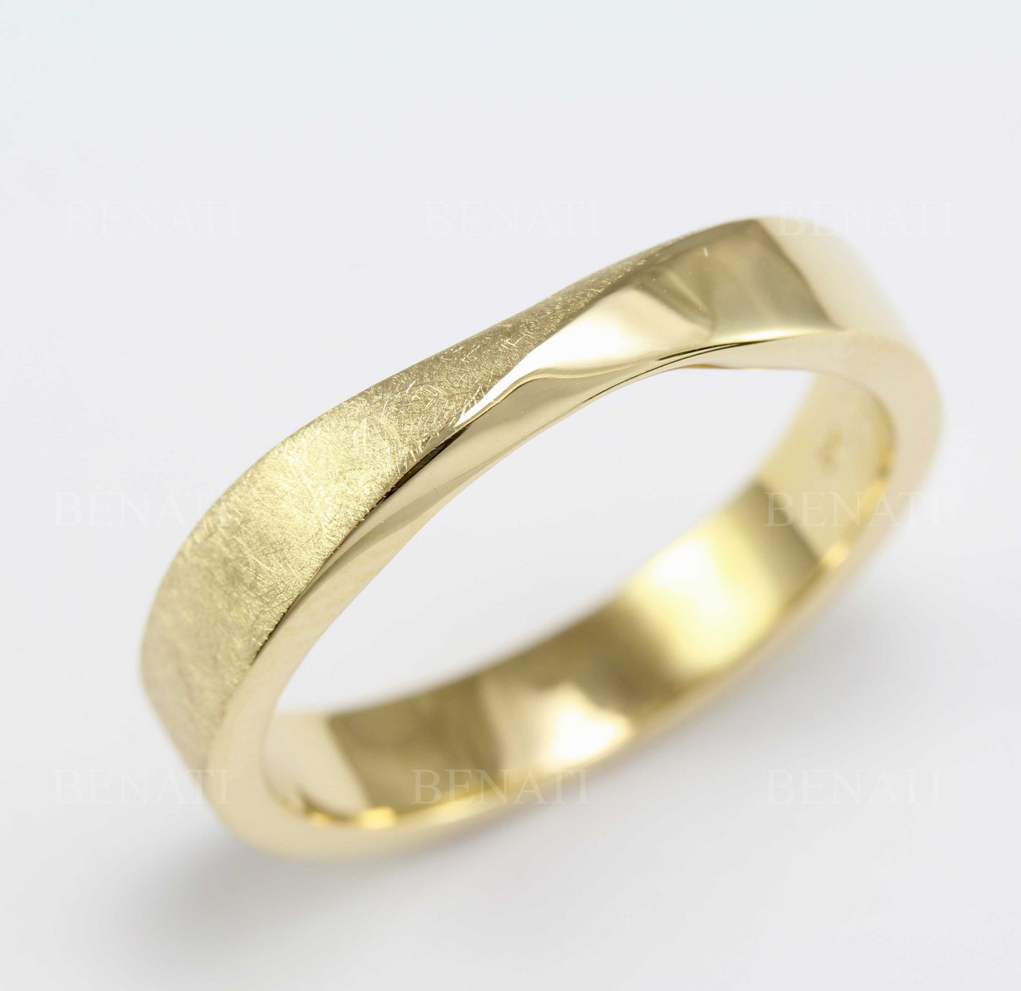 Mobius Wedding Band With Scratched Texture, 4.5mm Mobius Inspired ...