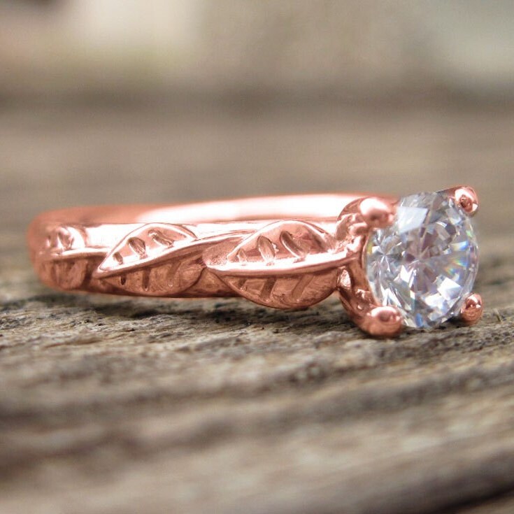 Rose Gold Leaves Engagement Ring, Rose Gold Leaf engagement ring | Benati