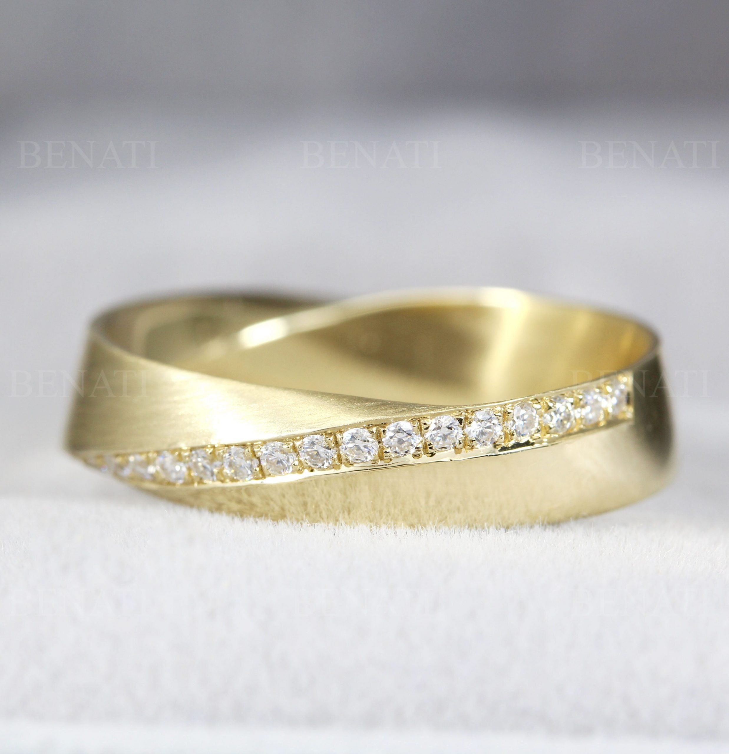 Mobius Diamond Ring, 5mm Diamond Mobius Wedding Ring | Benati