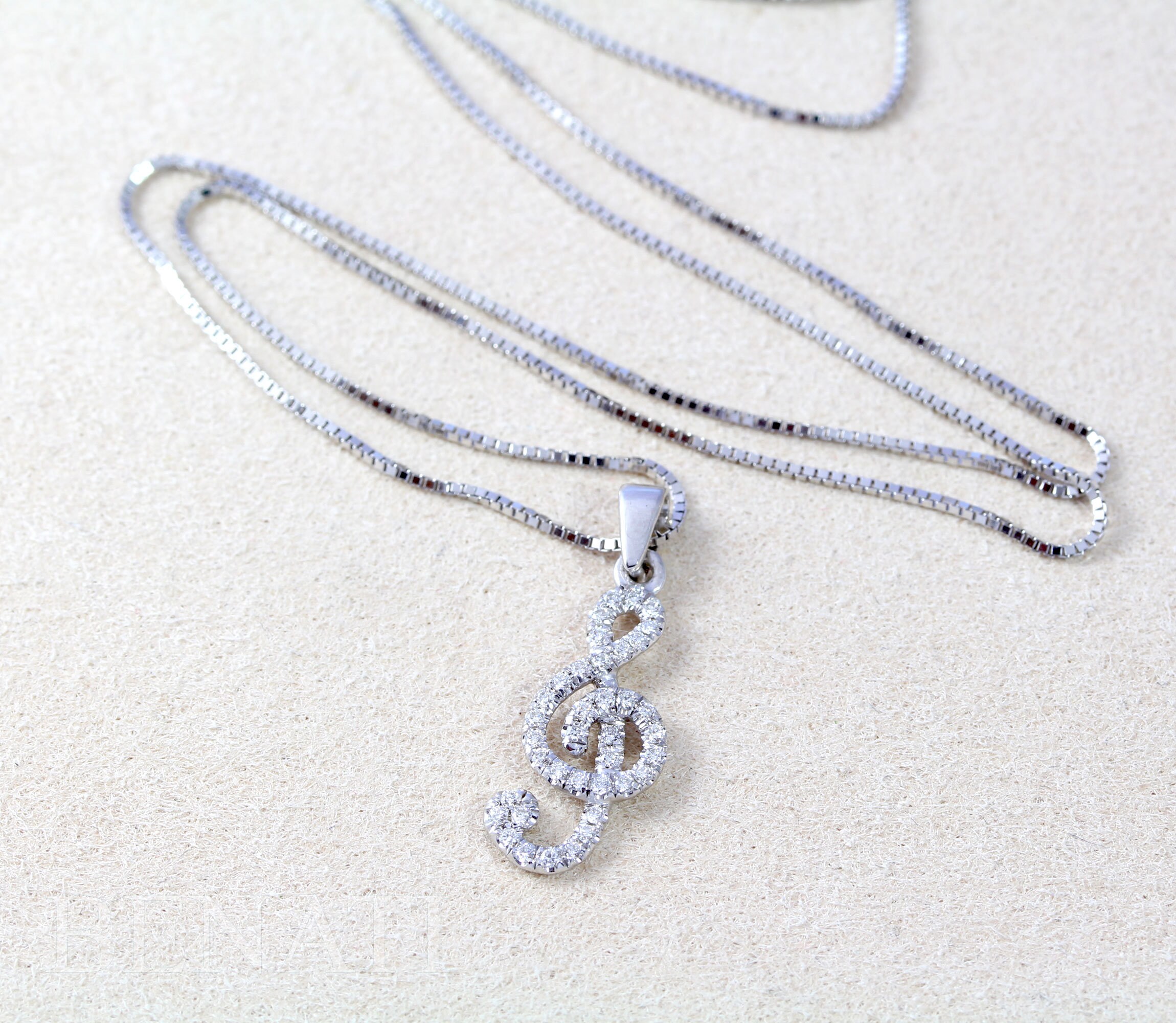 G clef Diamond Pendant, Treble Clef Diamond Pendant | Benati