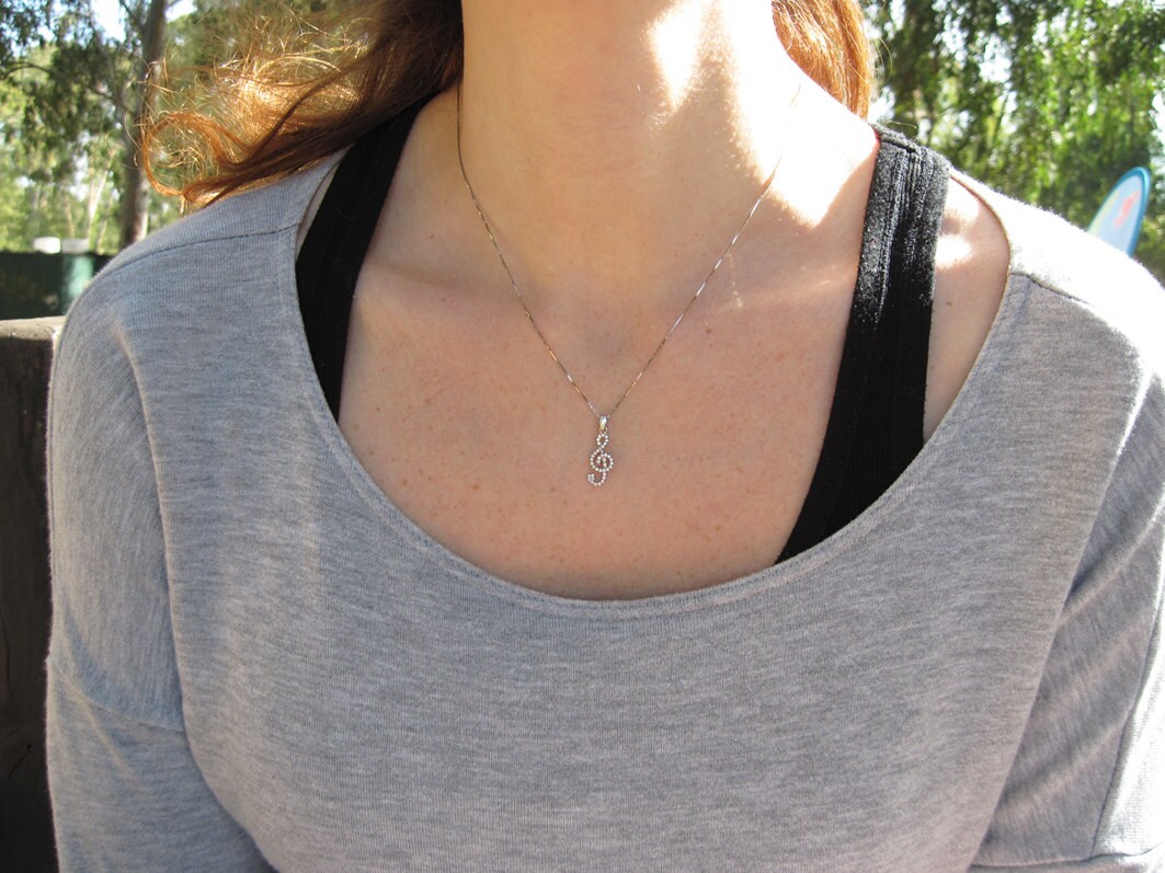G clef Diamond Pendant, Treble Clef Diamond Pendant | Benati