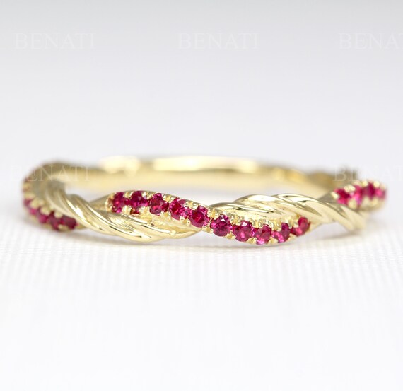 Ruby Wedding Band, Infinity Rope Twisted Knot Ring | Benati
