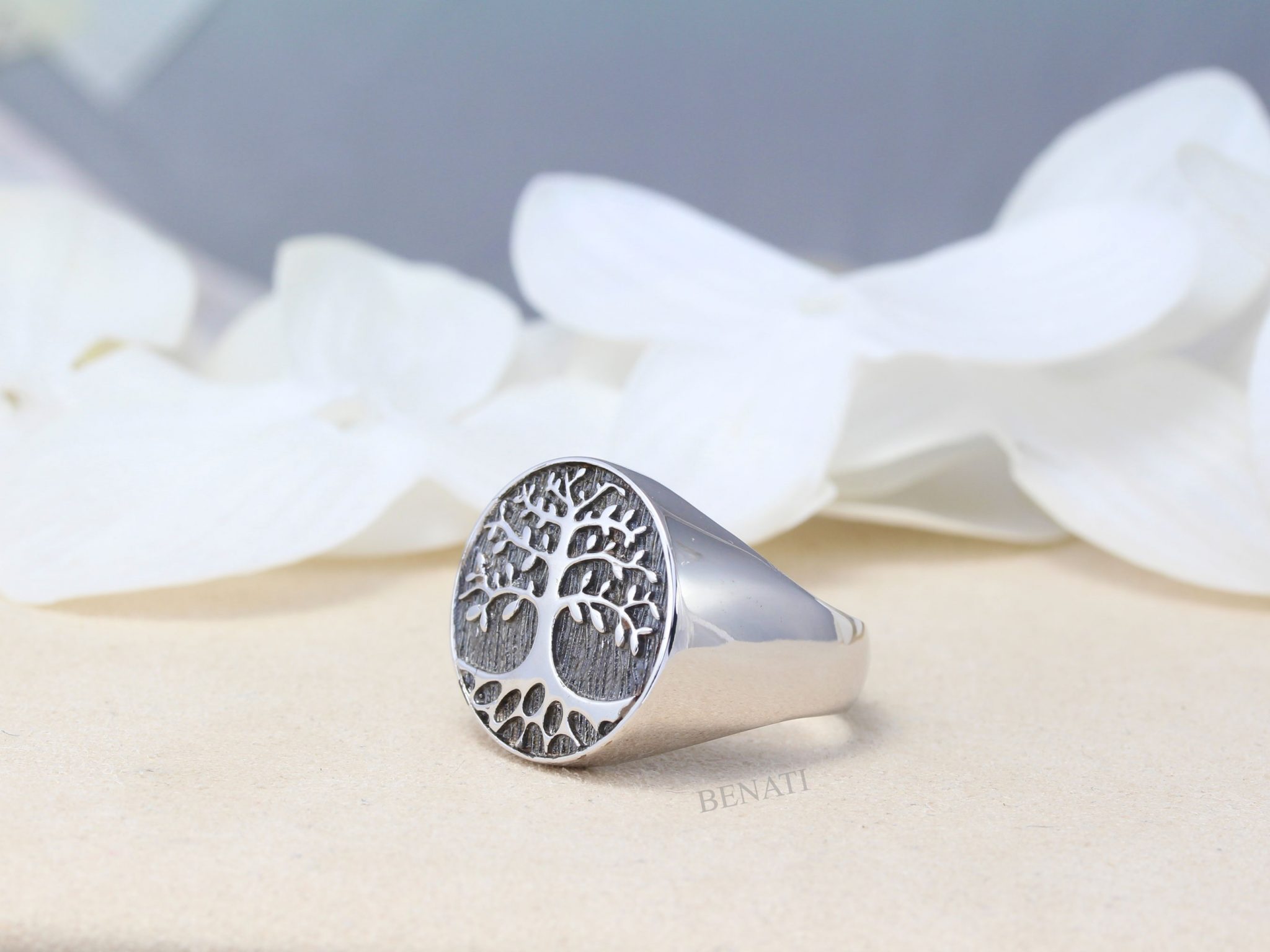 Tree Of Life Mens Ring, Sterling Silver Tree Signet Ring, Mens Tree ...